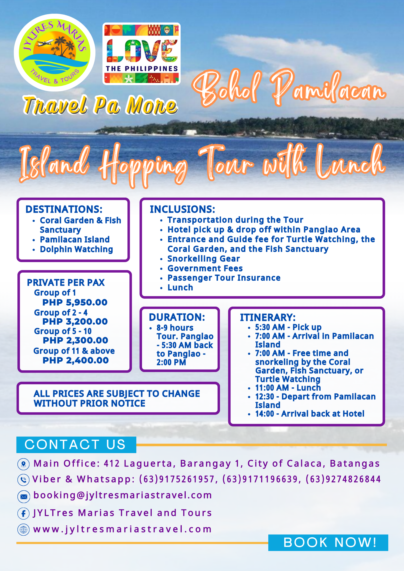 Bohol Pamilacan Island Hopping Tour with Lunch Package – JYL Tres ...